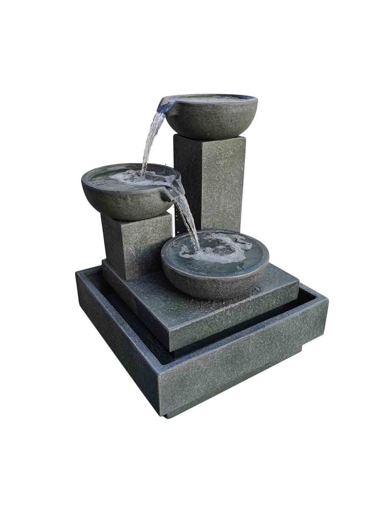 Trio Cascade Fountain Medium (Grey) - Tiered Water Feature