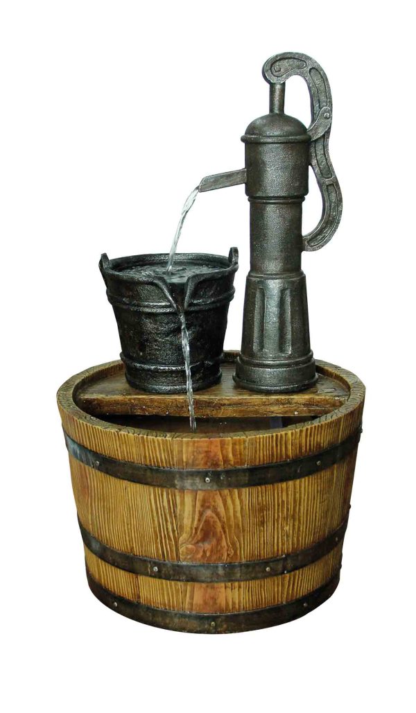 Solar Barrel with Pump - Decorative Garden Water Feature