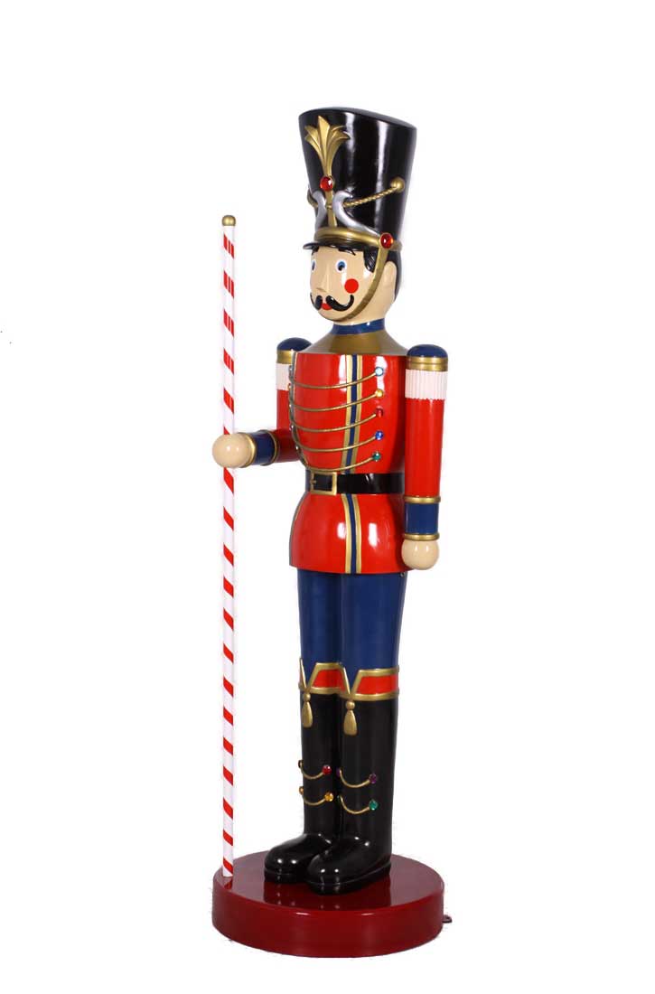 Toy Soldier with Baton (Red/Blue) | Ornate Festive Nutcracker Prop
