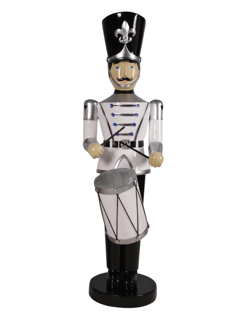 Large Toy Soldier with Drum (White/Black) | 9 Ft Sleek Festive Prop
