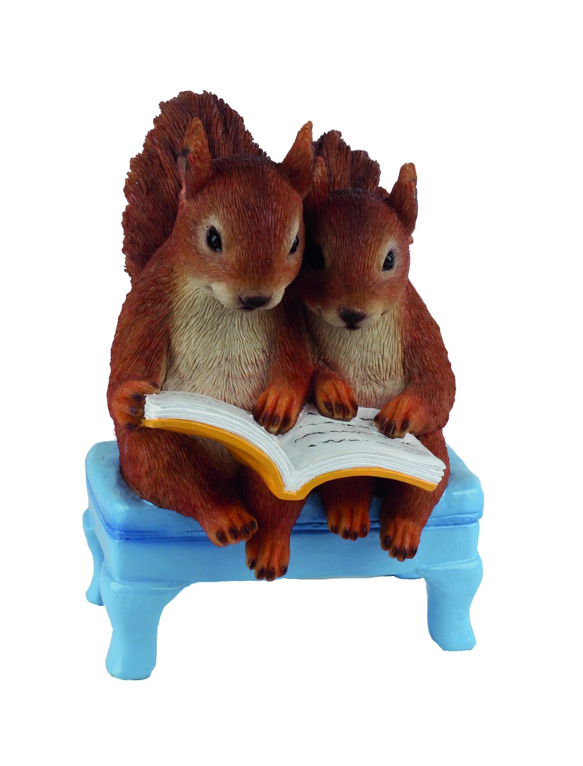 Reading Squirrels – Two Squirrels with a Shared Book on a Stool