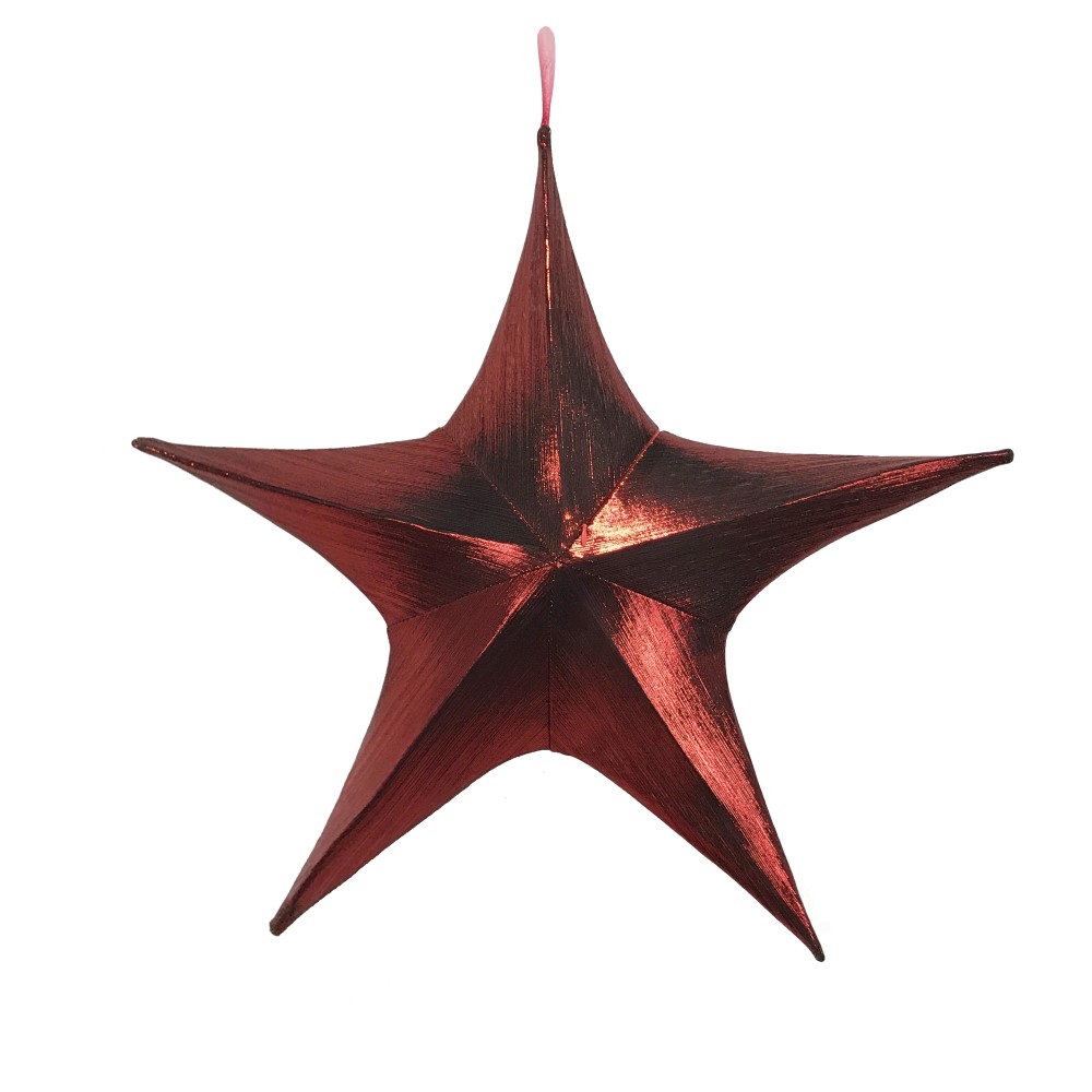Metallic Fabric Star - Red 135cm | Rich Red Sleek Festive Prop