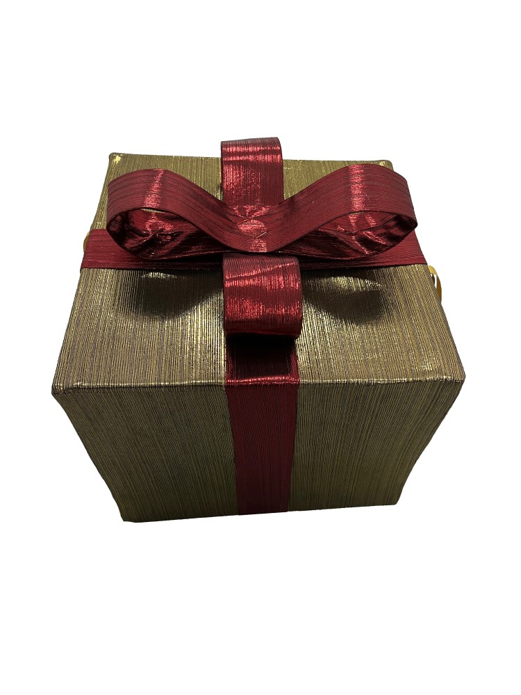 Metallic Fabric Gift Box - Gold & Red 40cm | Joyful Display Prop
