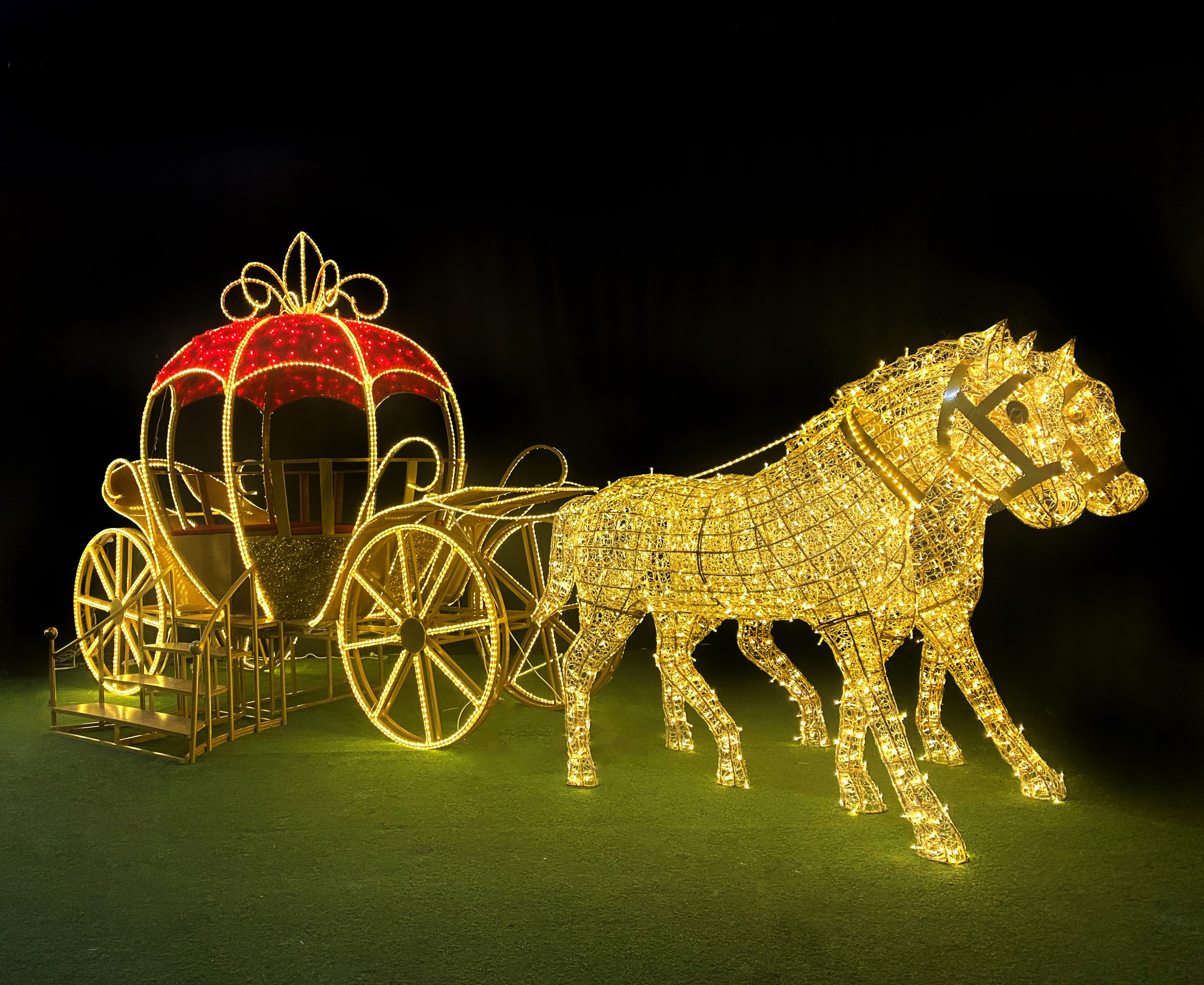 3D Carriage & 2 Horses 3.33m - Hamac Trading